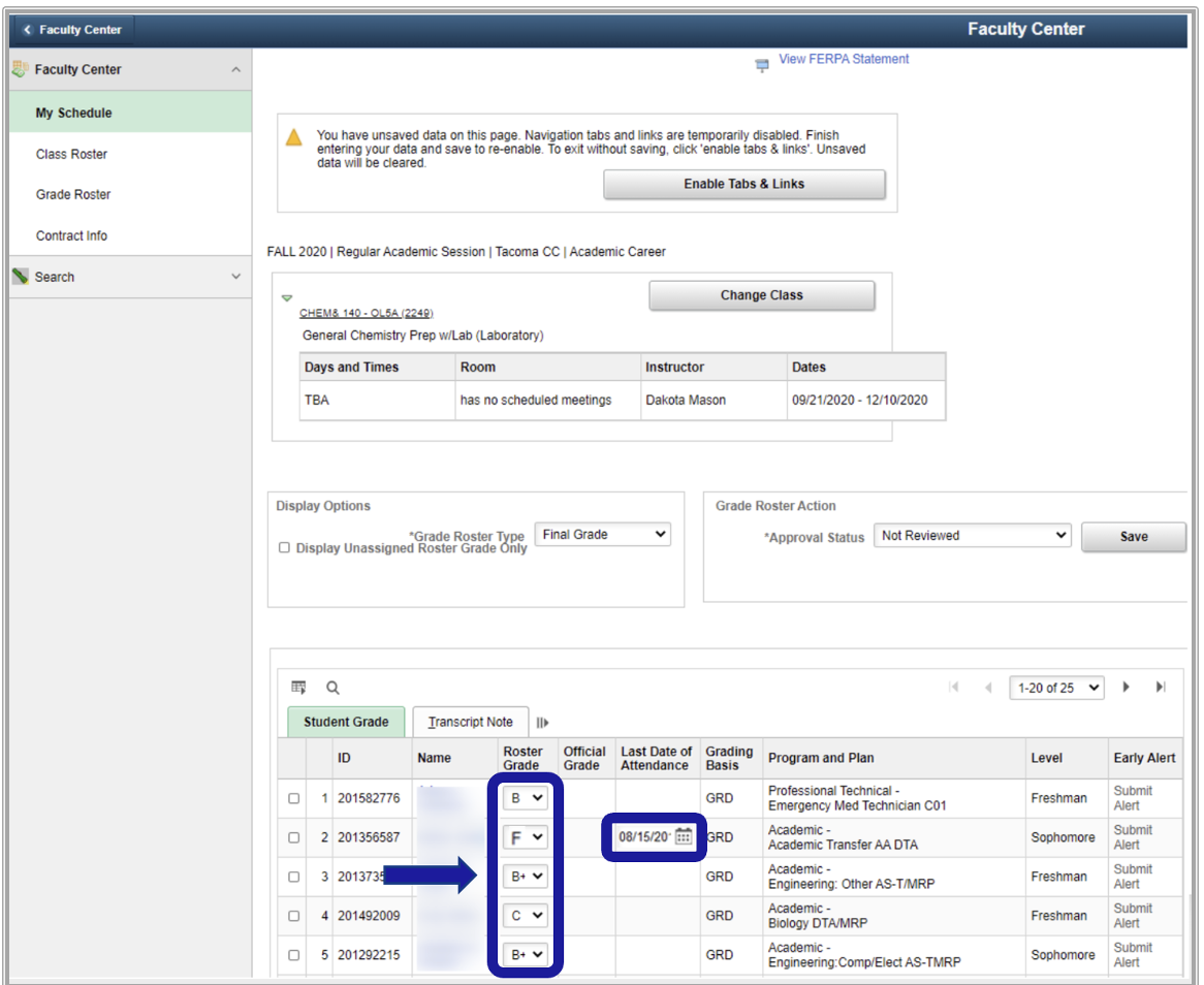Enter Grades | SPSCC Support